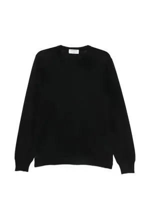 GRAN SASSO Crew Neck Fine Knit Sweater - Black
