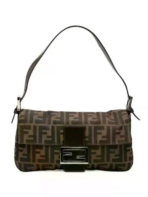 Fendi 2000-2010 Zucca Canvas Baguette Shoulder Bag - Brown
