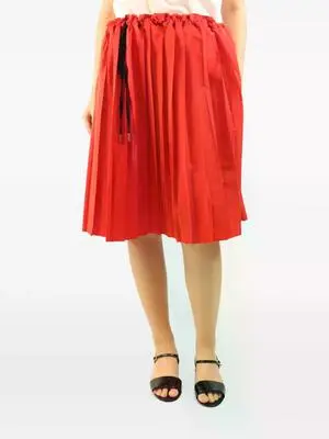 Victoria Beckham Pleated Drawstring Midi Skirt - Red