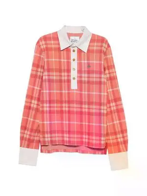 VIVIENNE WESTWOOD Check-pattern Long-sleeve Polo Shirt - Red