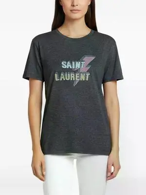 Saint Laurent Logo-detail T-shirt - Grey