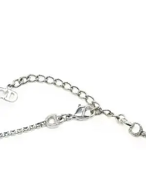 Dior D Logo Crystal Pendant Necklace