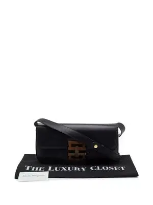 FERRAGAMO Leather Gancini Buckle Shoulder Bag
