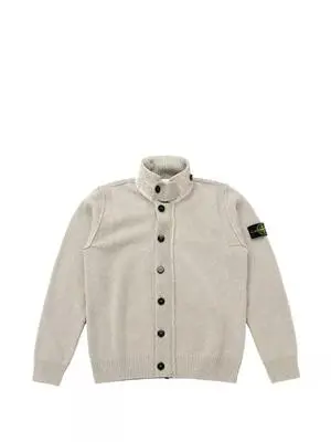 Stone Island Logo Patch Button-up Sweater - Neutrals
