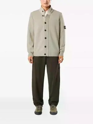 Stone Island Logo Patch Button-up Sweater - Neutrals