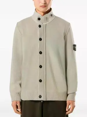 Stone Island Logo Patch Button-up Sweater - Neutrals