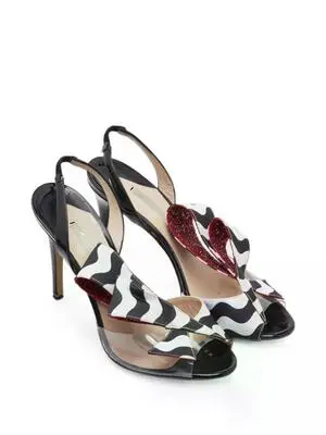 NICHOLAS KIRKWOOD Striped Ruffled Slingback Sandals