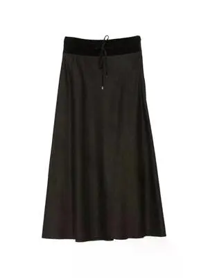 D.exterior Ribbed-knit Drawstring A-line Skirt - Brown