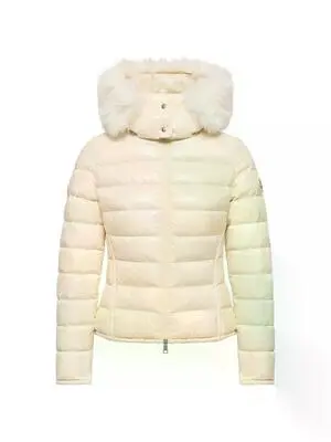 Moncler Quilted Hooded Down Jacket With Faux Fur Trim