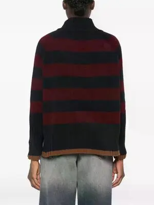 BEYOU Striped Roll-neck Sweater