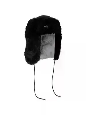Karl Lagerfeld Monogram Faux-fur Trapper Cap - Black