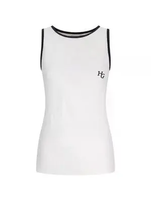 HOUSE OF GRAVITY Ribbed Knit Sleeveless Top With Logo Embroidery