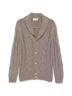 GRAN SASSO Cable-knit Shawl-collar Cardigan - Neutrals