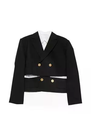Sacai Double-breasted Cropped Jacket With Notch Lapels