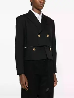 Sacai Double-breasted Cropped Jacket With Notch Lapels