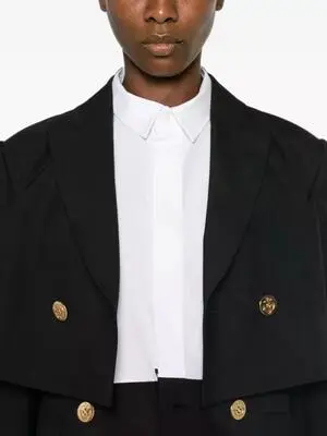 Sacai Double-breasted Cropped Jacket With Notch Lapels