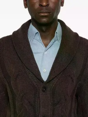 GRAN SASSO Cable-knit Shawl-collar Cardigan - Brown