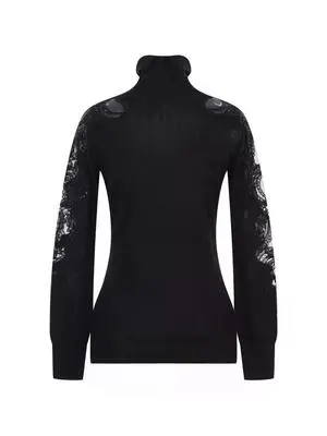 Ermanno Scervino Lace Insert Rhinestone Embellished Sweater
