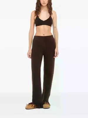 Alanui Milano Stitch Trousers With Fringed Trim - Brown