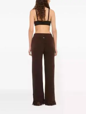 Alanui Milano Stitch Trousers With Fringed Trim - Brown