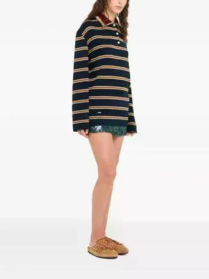 Alanui Striped Double-collar Polo Shirt