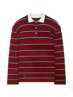 Alanui Rugby Club Double-collar Polo Shirt With Horizontal Stripes - Red