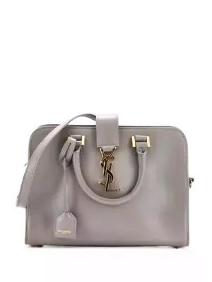 Saint Laurent Monogram Cabas Leather Baby Satchel - Grey