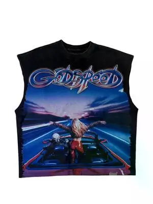 GODSPEED Fun Graphic-print Sleeveless T-shirt - Black