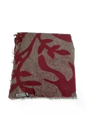 MIRROR IN THE SKY Leaf-pattern Frayed Scarf