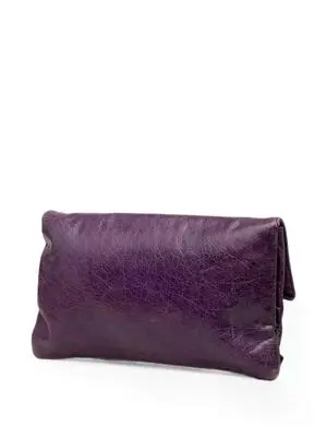 Balenciaga Lambskin Leather Clutch - Purple
