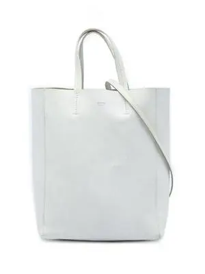 Celine 2018 Small Grained Calfskin Vertical Cabas Satchel - White