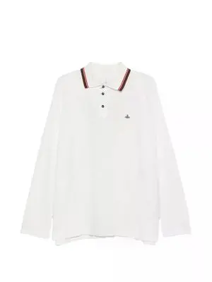 VIVIENNE WESTWOOD Orb-embroidered Tipped Polo Shirt - White