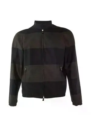 Emporio Armani Striped Zip-up Jacket - Black