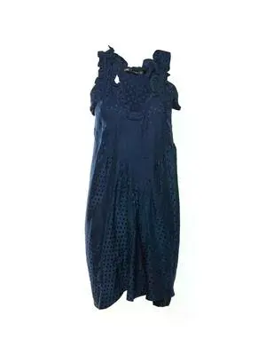 Balenciaga Polka-dot Ruffled Midi Dress - Blue