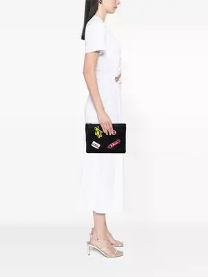 Dior 2018 Nylon Patch Embellished Zip Clutch Bag