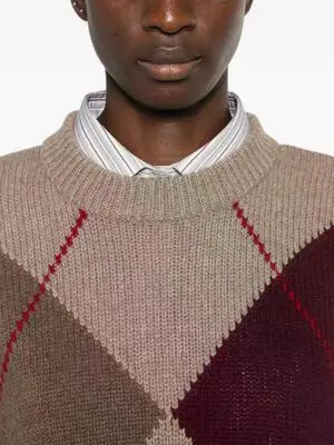 BEYOU Argyle-pattern Sweater