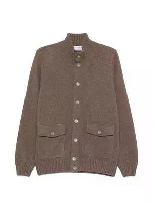 GRAN SASSO Button-up Funnel-neck Cardigan - Brown
