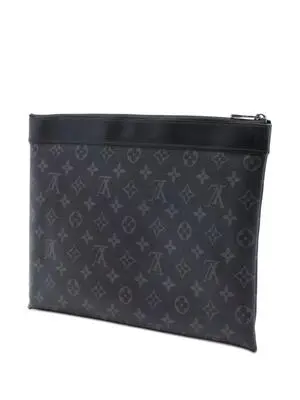 LOUIS VUITTON 2017 Monogram Eclipse Discovery Pochette Gm Clutch Bag - Black