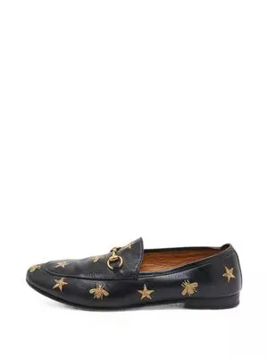 Gucci Horsebit Embroidered Loafers - Black