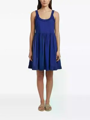 Miu Miu Ruffle-trim Poplin Mini Dress - Blue