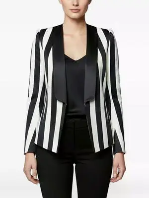 Balmain Striped Satin-trim Blazer - Black