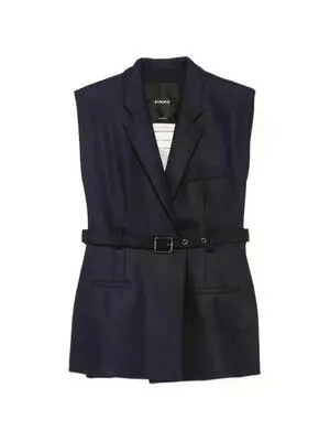 Pinko Belted Sleeveless Jacket - Blue