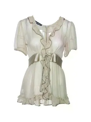 Dolce & Gabbana Ruffled Sheer Blouse - Neutrals