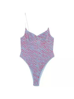Oseree Zebra-print Underwired Swimsuit With Glitter Effect - Blue