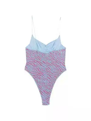 Oseree Zebra-print Underwired Swimsuit With Glitter Effect