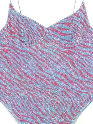 Oseree Zebra-print Underwired Swimsuit With Glitter Effect