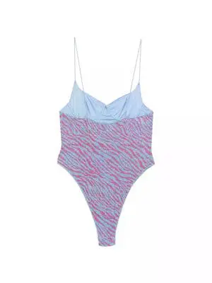 Oseree Zebra-print Underwired Swimsuit With Glitter Effect - Blue