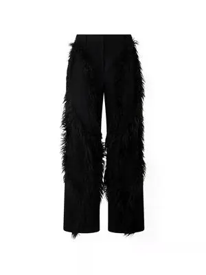 Alberta Ferretti Frayed-detail Wide-leg Trousers - Black