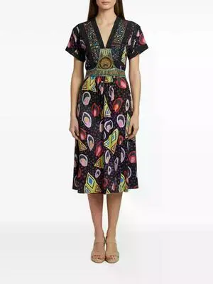 Etro V-neck Embellished Midi Dress - Black