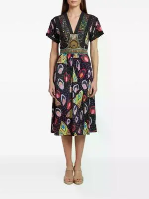 Etro Graphic Print Embellished Midi Dress